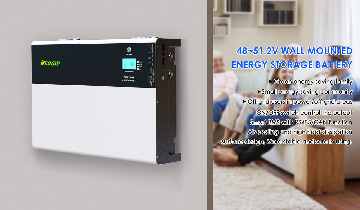 48V 200Ah 9.6kwh Wall Mount Lifepo4 Battery ESS DL-LFP-HW48200 - Delong Energy