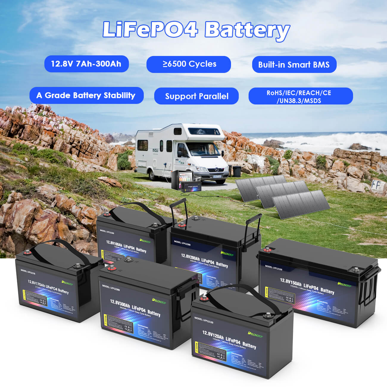 12.8V 300Ah LiFePO4 Batería Bluetooth Delong - Delong Energy