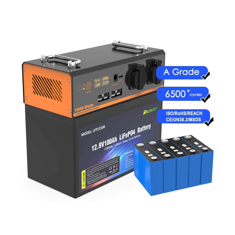 12V 100Ah Lifepo4 Battery Portable Power Station 1000W - Delong Energy