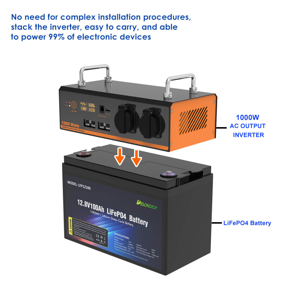 12V 100Ah Lifepo4 Battery Portable Power Station 1000W - Delong Energy
